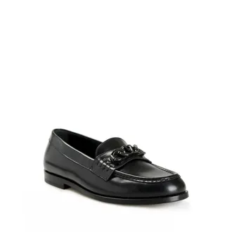 Valentino Garavani Mens Black Leather Slip-On Loafers