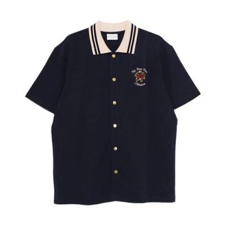 Dr&ocirc;le de Monsieur Besticktes Kurzarm-Hemd mit Knopfleiste - - Shirts - Herren - Blau - M