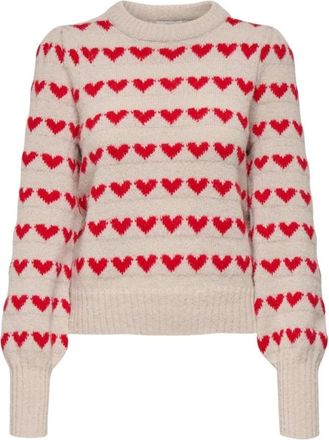 Jacqueline de Yong Jacqueline de Yong, Femme, Pulls, Multicolore, Taille: 42 FR Tricot Imprim&eacute; &agrave; Manches Longues et Col Rond