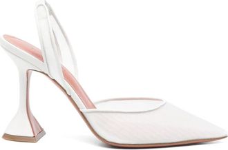 Amina Muaddi Femme, Chaussures, Blanc, Taille: 38 1/2 EU Escarpin Slingback en Maille Holli 95