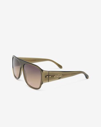Isabel Marant Lunettes De Soleil Mikala - Femme - Olive / Gris Vert - - Isabel Marant