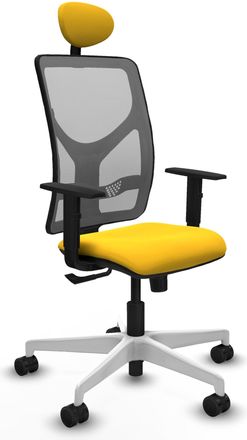 Piqueras y Crespo B&uuml;rostuhl mit 1D-Armlehnen, h&ouml;henverstellbare Lendenwirbelst&uuml;tze und festes Kopfteil, ausgestattet mit 3 Positionen und Schneidschaum, Grau/Gelb