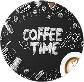 Generic Fantaisiste caf&eacute; Art Tapis Rond Grains de caf&eacute;, Tasses et friandises, Tapis dappoint antid&eacute;rapants &agrave; Poils Ras lavables pour Salon, Bar et Cuisine 200