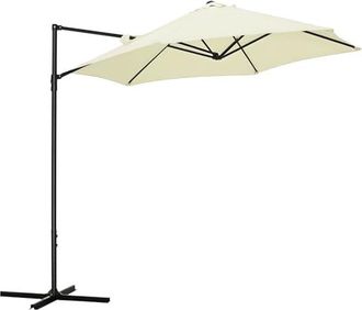 OUTSUNNY Parasol déporté octogonal diamètre 256 cm mât en acier - beige