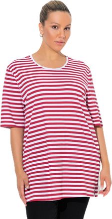 Ulla Popken Damen gro&szlig;e Gr&ouml;&szlig;en &Uuml;bergr&ouml;&szlig;en Plus Size T-Shirt, Ringel, Relaxed, Rundhals, Halbarm Lychee 46+ 846543530-46+