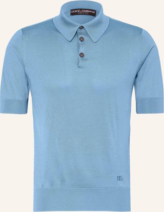 Dolce & Gabbana Strick-Poloshirt Aus Seide blau