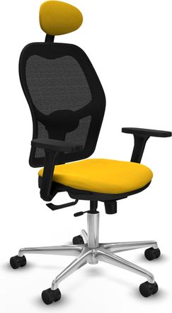 Piqueras y Crespo Ergonomischer Stuhl mit 3D-Armen, h&ouml;henverstellbarer Lendenwirbelst&uuml;tze und festem Kopfteil, ausgestattet mit Syncro/Traslack und injiziertem Schaumst