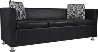 vidaXL Sofa 3-Sitzer Kunstleder Schwarz - Vidaxl