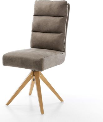 DELIFE Esszimmerstuhl Pela-Flex Mikrofaser Taupe Vintage Holzgestell kantig Natur Taschenfederkern, Esszimmerst&uuml;hle