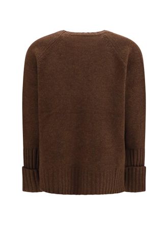Tory Burch Womens Wool Sweater Dark Roast Merino Ovis Aries