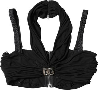 Dolce & Gabbana Femme, Tops, Noir, Taille: 36 FR Bustier Cropped Top