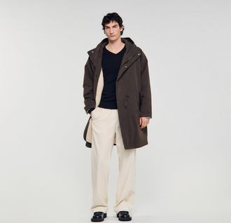 Sandro Weite Parka aus Baumwolle und Wolle