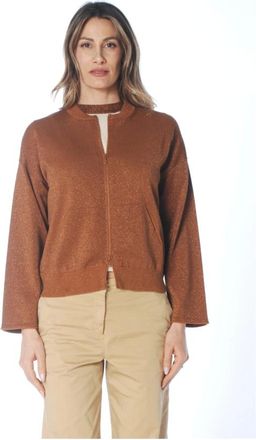 KANGRA Femme, Pulls, Brun, Taille: 36 FR Maglia bomber full zip in lurex
