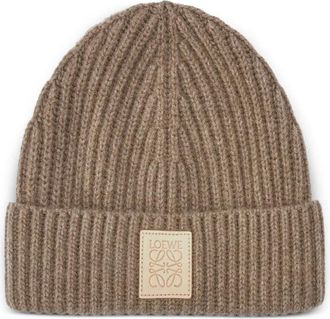 Loewe Gerippte Beanie mit Logo-Schild - Braun