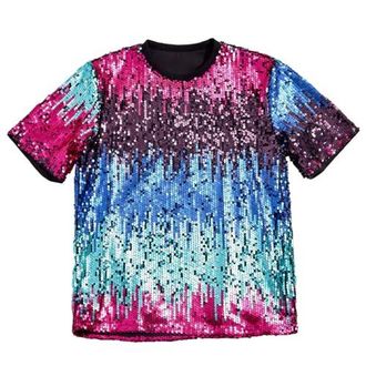 Generic Tee-Shirt Homme- T-Shirt &agrave; Manches Courtes &agrave; Paillettes Style Carnaval Id&eacute;Al pour Les Festivals Concerts Et Soir&eacute;Es Chic