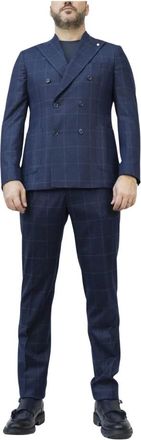Luigi Bianchi Mantova Homme, Costumes, Bleu, Taille: XL Costume en laine &agrave; simple boutonnage avec motif g&eacute;om&eacute;trique