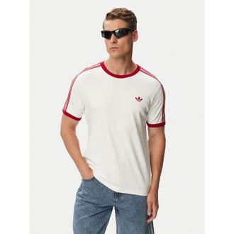 adidas T-Shirt Drop Needle 3 Stripes Tee KS7449 Wei&szlig; Regular Fit