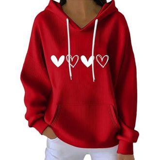 Generic Pull &agrave; capuche pour femme | Design imprim&eacute; coupe ample tenue d&eacute;contract&eacute;e pull &agrave; manches longues sweat &agrave; capuche haut, rose, XXL