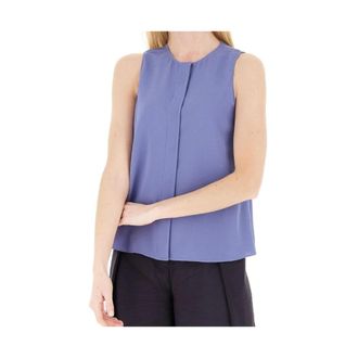 Emporio Armani Flie&szlig;endes Cr&ecirc;pe-Top mit Knopfleiste hinten - - Tops - Damen - Blau - M