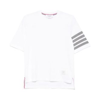 Thom Browne Wei&szlig;es Gestreiftes T-Shirt mit Rundhalsausschnitt - - Tops - Damen - Wei&szlig; - L