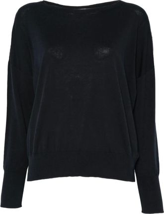 Zanone Femme, Pulls, Noir, Taille: 38 FR Pull Oversize en Coton et Soie