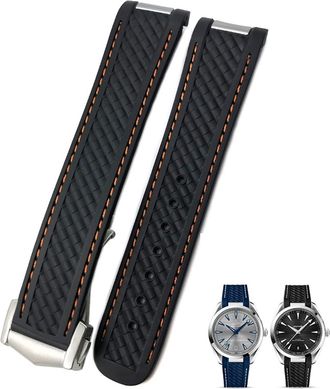 Generic 20 mm gebogenes Gummi-Uhrenarmband, passend für AT150 Aqua 300 Stahlfaltschließe