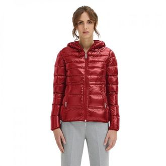 Centogrammi Strahlend Rote Ultra Leichte Daunenjacke mit Kapuze - - Jackets - Damen - Rot - L