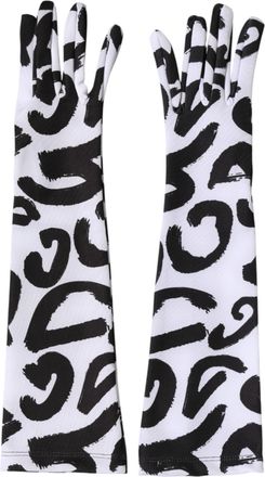 Dolce & Gabbana Womens Black White Dg Logo Elbow Length Mitten Gloves And 10+pl