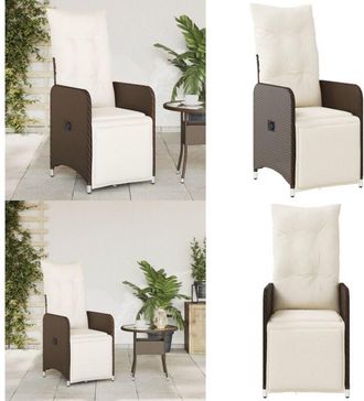 vidaXL Gartensessel Verstellbar mit Kissen Braun Poly Rattan - Gartenstuhl - Relaxsessel - Outdoor Möbel - Gartenmöbel - Polyethylen Rattan - Home & Living