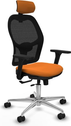 Piqueras y Crespo Ergonomischer Computerstuhl mit 3D-Armen, h&ouml;henverstellbarer Lendenwirbelst&uuml;tze und h&ouml;henverstellbarem Kopfteil, Schwarz/Orange