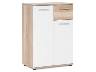 M&ouml;belando Kommode Standschrank Beistellkommode Highboard Schrank Anrichte Jacklin I Wildeiche/Wei&szlig;