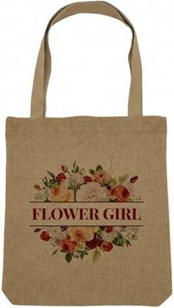 Fabulous Sac Shopping Tote Bag Aspect Lin - Flower Girl Mariage Mari&eacute;e Bouquet Fleurs - Sac de Courses Toile Epaisse 360g Beige Naturel Cabas Port&eacute; Epaule Soli