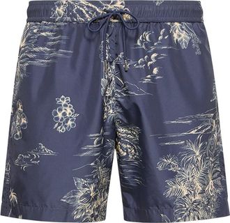 Moncler Moncler Floral Print Swim Shorts, Men, Blue, Size: Xxl