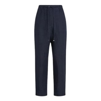 Tommy Hilfiger Leinen Boyfriend Hose - - Trousers - Damen - Blau - 2XL