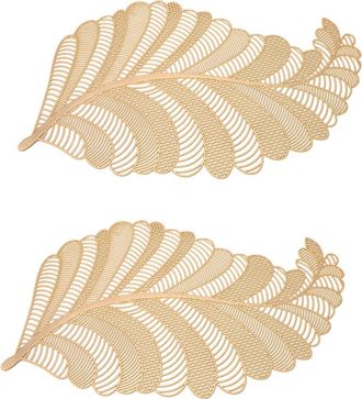 Aboofan Tischset Aus PVC Hohl Gearbeitetes Isolierendes Platzset Für Haushalt Und Esstisch 2 Stück Gold Mit Hitzebeständigen Eigenschaften