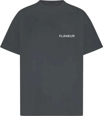 Flaneur Flâneur, Homme, Tops, Noir, Taille: XL Double Logo Washed T-Shirt