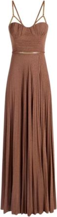Elisabetta Franchi Femme, Robes, Brun, Taille: 38 FR Lam&eacute; Jersey Evening Dress