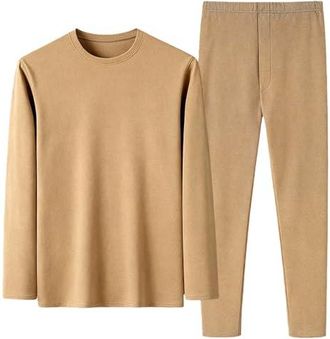 Generic Chemise de nuit &agrave; manches courtes en soie pour femme - Haut et pantalon - Pyjama dhiver sexy pour femme, kaki, XXL