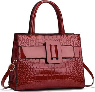 Nicole & Doris Frauen Tasche Elegante Handtasche Damen Designer Schultertasche PU Leder Tote Handtasche Umh&auml;ngetasche Kroko Henkeltasche mit Vielen F&auml;chern Rot