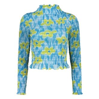 Amy Crookes Bedrucktes Langarm-Top - - Tops - Damen - Blau - XS/S