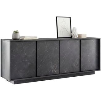 Dmora Kommode Annone, Wohnzimmerbuffet, Wohnzimmer-Sideboard, Moderne K&uuml;chen-Speisekammer, Made in Italy, 180x43 h79 cm, Schiefer - Dmora