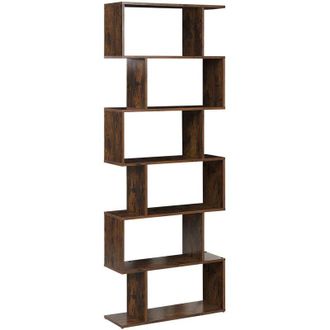 Beliani Biblioth&egrave;que &Eacute;tag&egrave;re Design Effet Bois Fonc&eacute; avec 6 Compartiments Ouverts Meuble de Rangement pour Salon au Style R&eacute;tro et Moderne Beliani