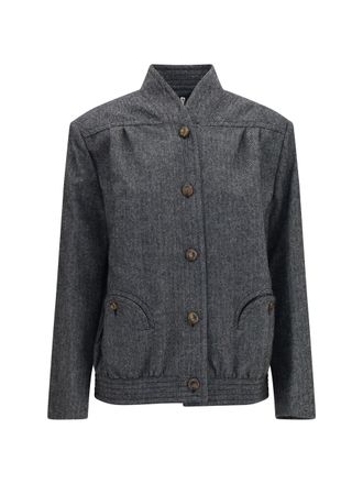 Blaz&eacute; Milano Womens Jacket Coiba Herringbone Black-White Fleece Wool (ovis Aries) Black/white