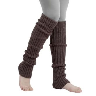 Generic Y2K Harajuku Jambi&egrave;res longues et souples en tricot c&ocirc;tel&eacute; uni pour femme, marron, taille unique
