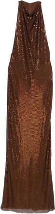 Self Portrait Femme, Robes, Brun, Taille: 38 FR Rhinestone Racer Back Maxi Dress