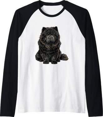 Whyitsme Design Schwarzer Chow Chow Hund Illustration Raglan