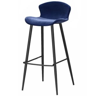 Generic Samt-Barhocker, Tresenhocker mit R&uuml;ckenlehne, Metallbeinen und Fu&szlig;st&uuml;tze, 66/76 cm hohe Hocker, gepolsterte K&uuml;chen- und Esszimmerst&uuml;hle