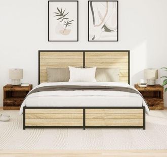 vidaXL Nachttische mit LED-Lichtern 2 St&uuml;ck Altholz 50x40x45 cm - Vidaxl