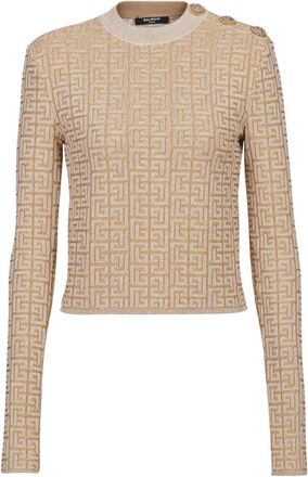 Balmain Stricktop mit Monogramm PB Labyrinthe - - Knitwear - Damen - Beige - L