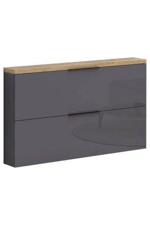 Xora Schuhkipper, Eiche, Anthrazit Hochglanz, Metall, 140x82x19 cm, h&auml;ngend, Garderobe, Schuhaufbewahrung, Schuhkipper